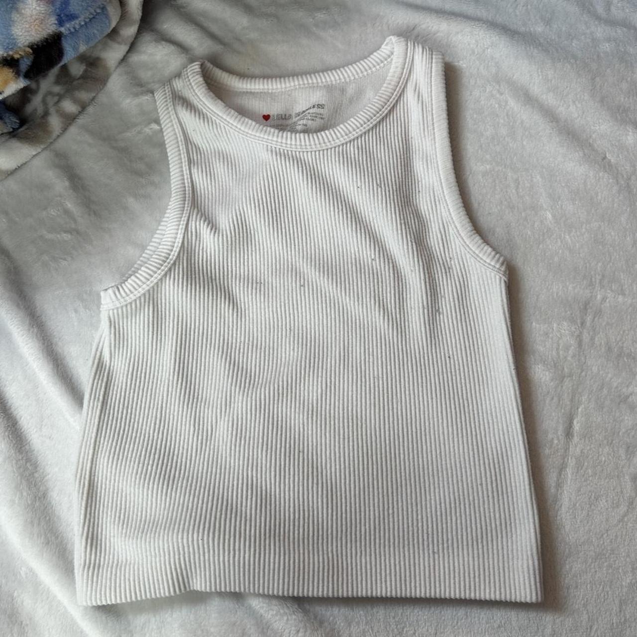 White ribbed tank top - Depop