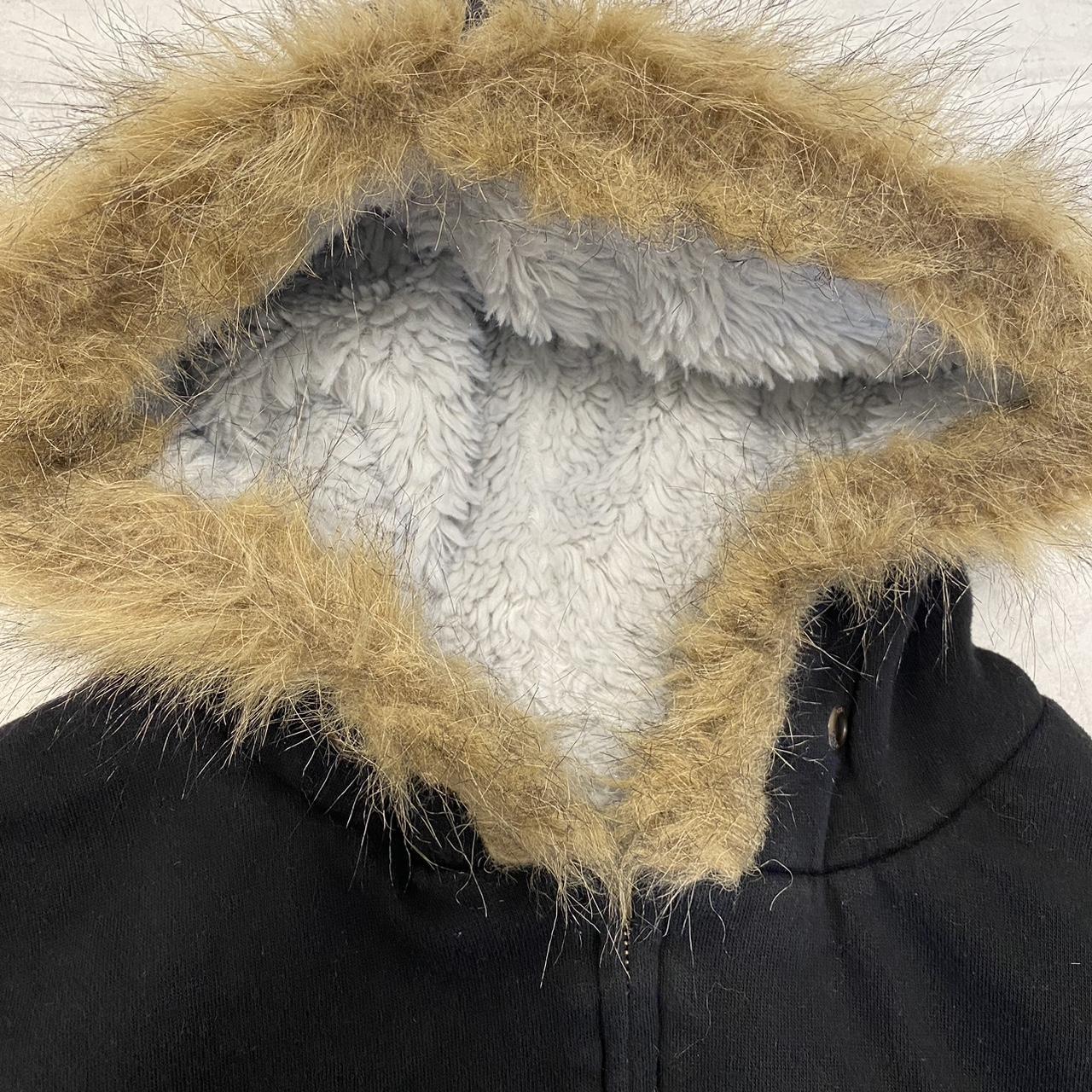 Y2k Girls with Guns black fur hood zip up jacket... | Depop