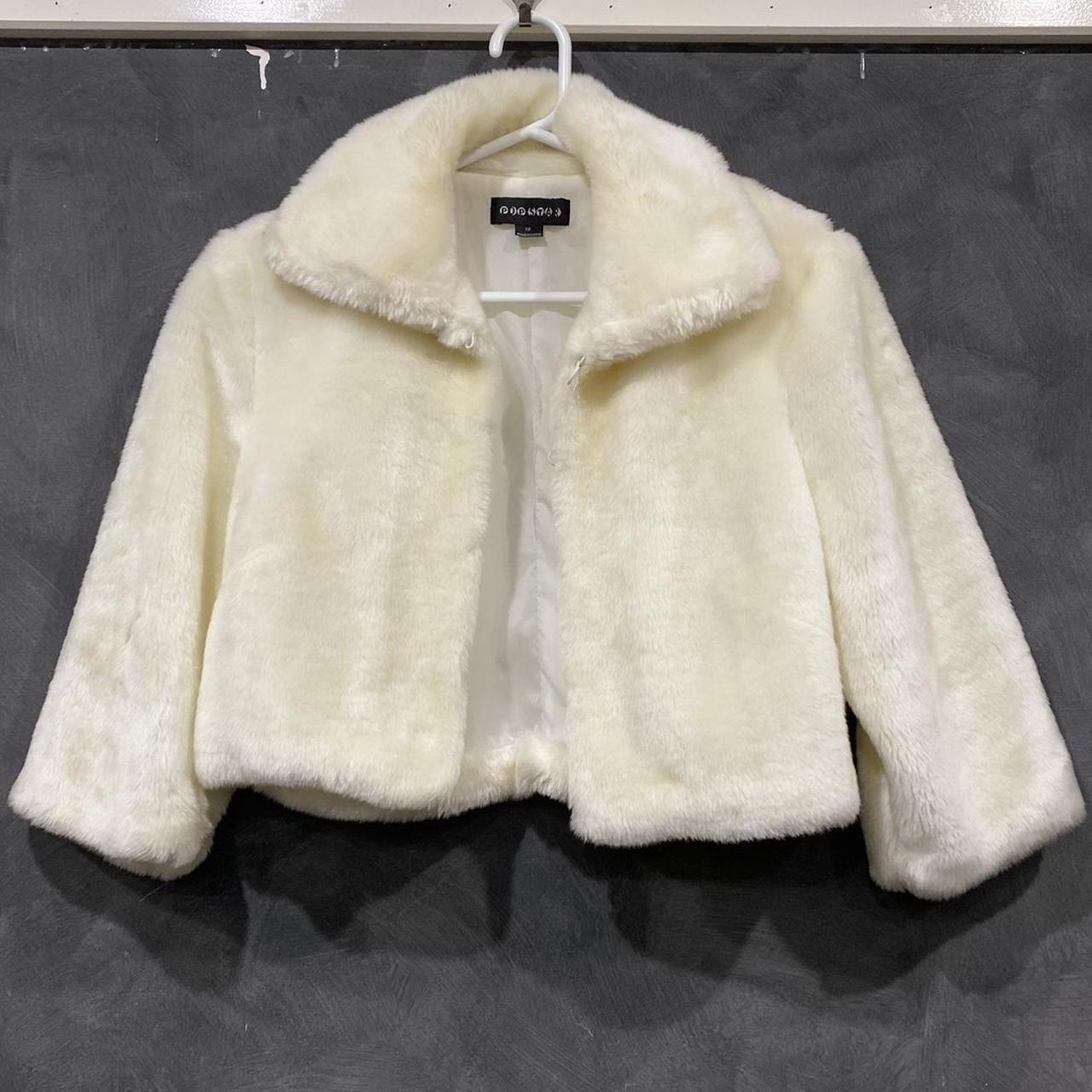 Faux fur cropped jacket Pop Star brand Size... - Depop