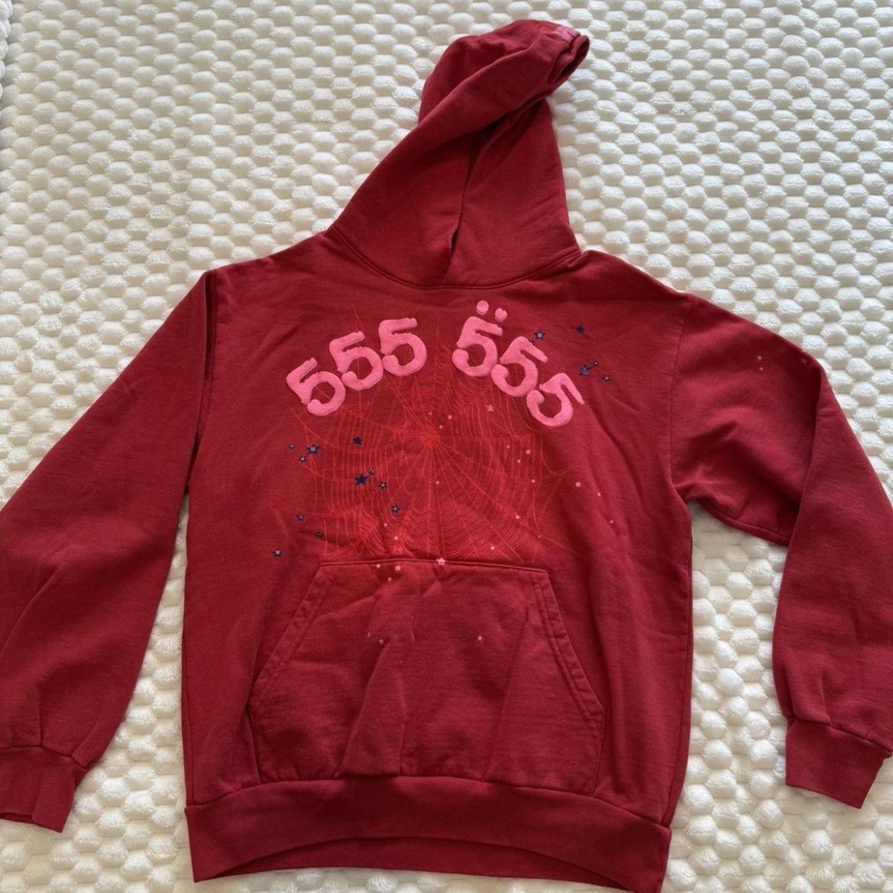 Sp5der "555" Red hoodie Size: M #spiderworldwide - Depop