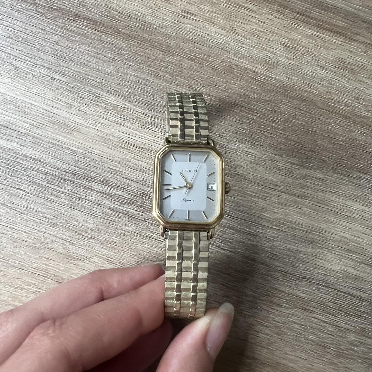 Vintage 90s BUCHERER gold tank watch 956... - Depop