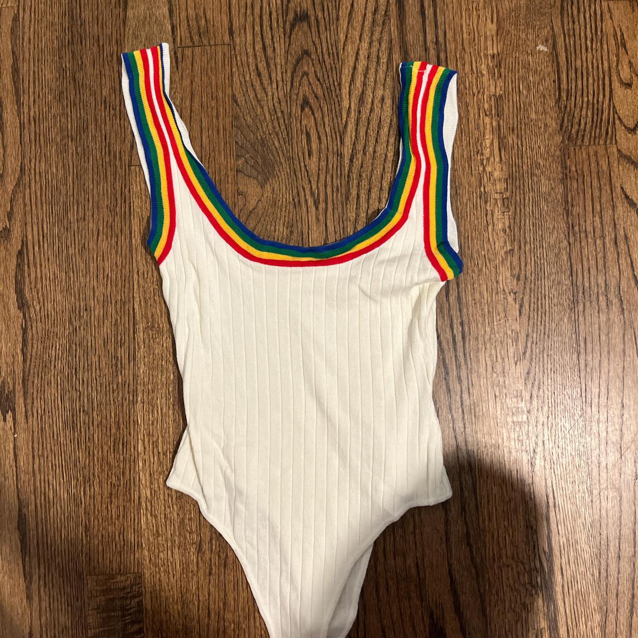 Rainbow striped bodysuit - Depop