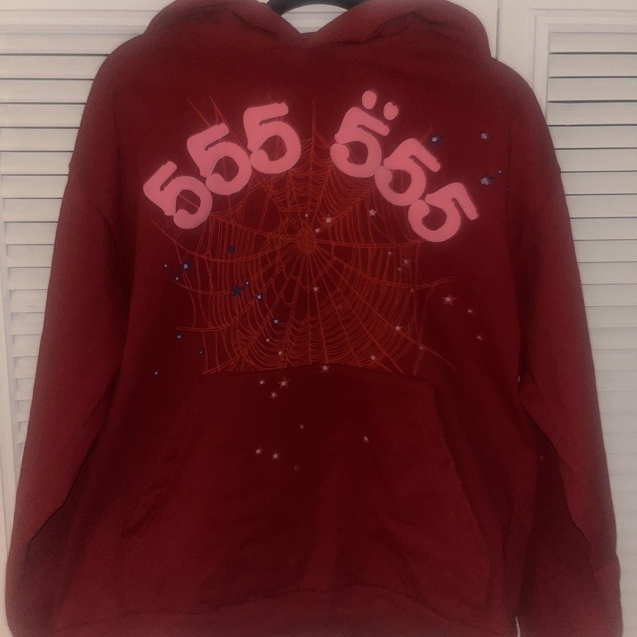 Sp5der Worldwide Hoodie Red "555" Angel Numbers - Depop
