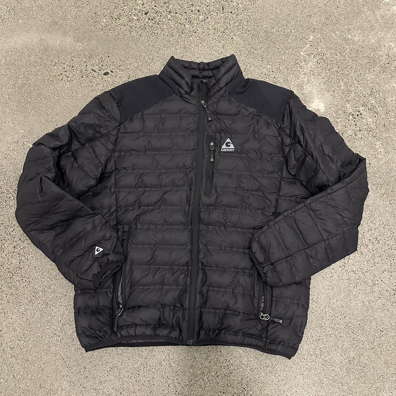 Men’s Black Gerry puffer jacket with a streetwear... | Depop