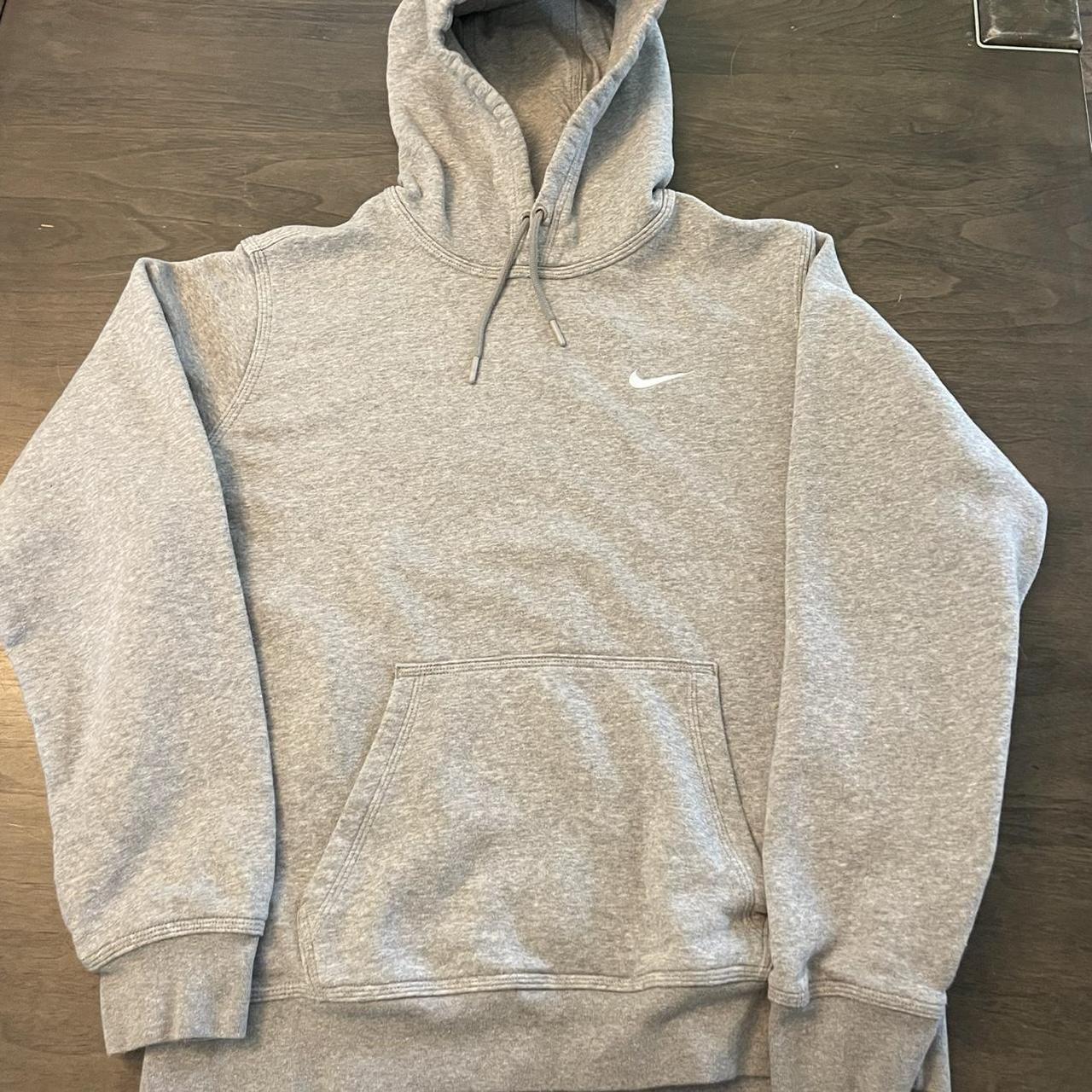 vintage grey nike hoodie single swoosh - Depop