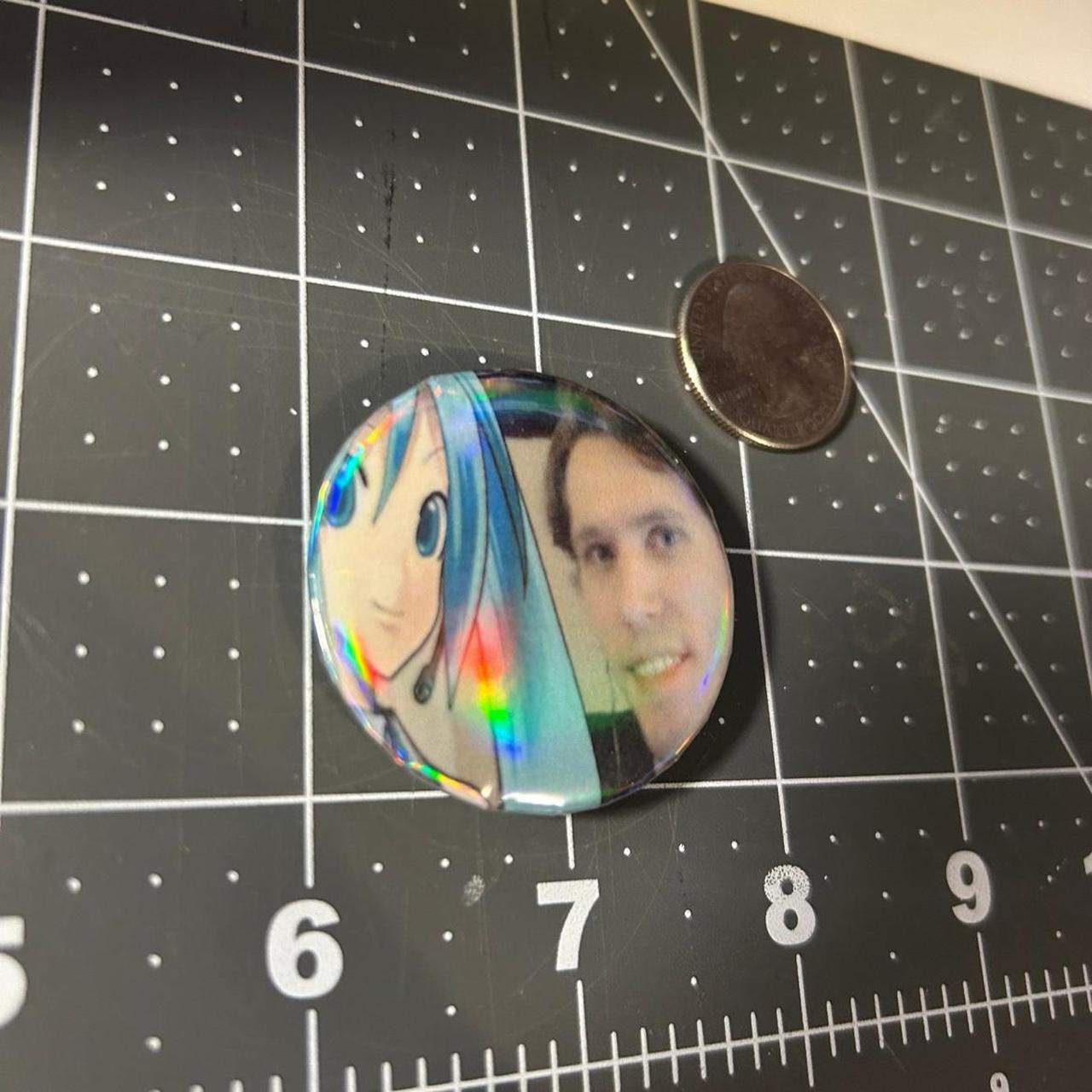 Fanmade Jerma985 Hatsune Miku Holographic 1.75 inch... - Depop