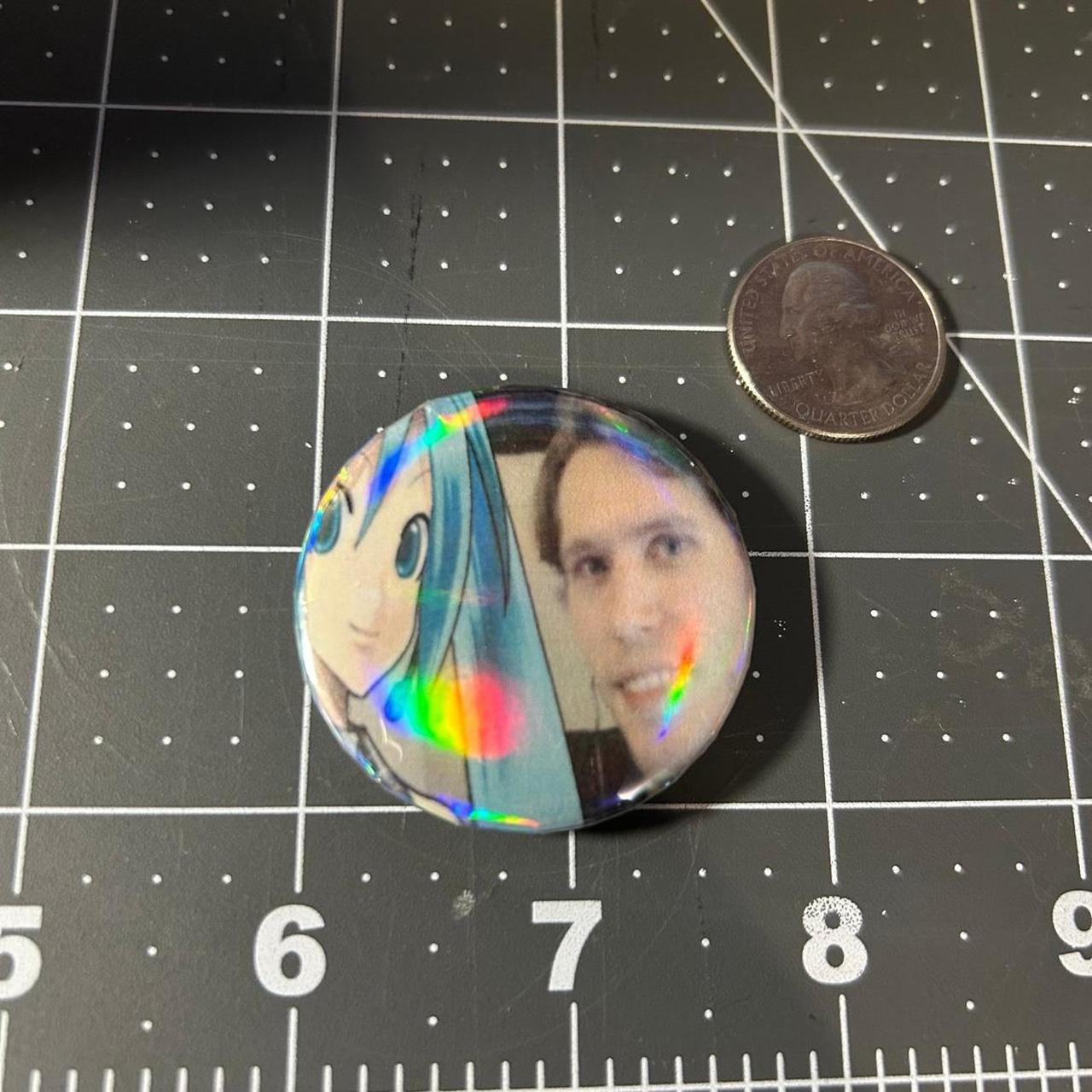 Fanmade Jerma985 Hatsune Miku Holographic 1.75 inch... - Depop