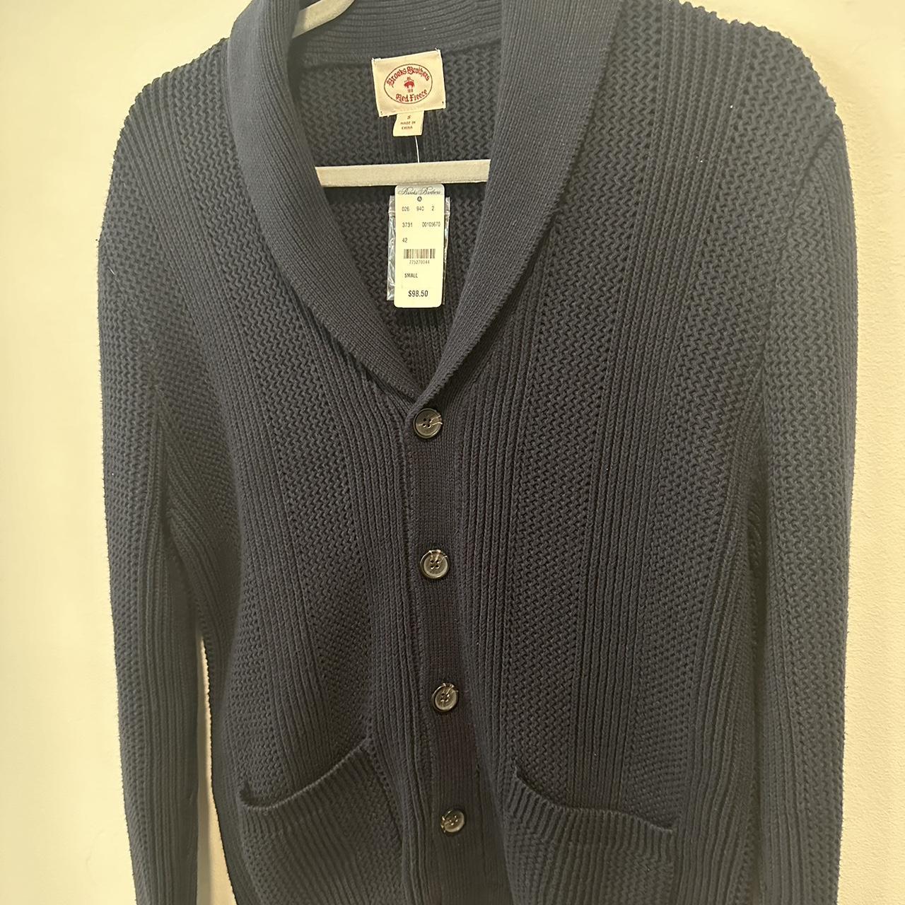 Brooks Brothers Red Fleece Cardigan Sweater- Size... - Depop