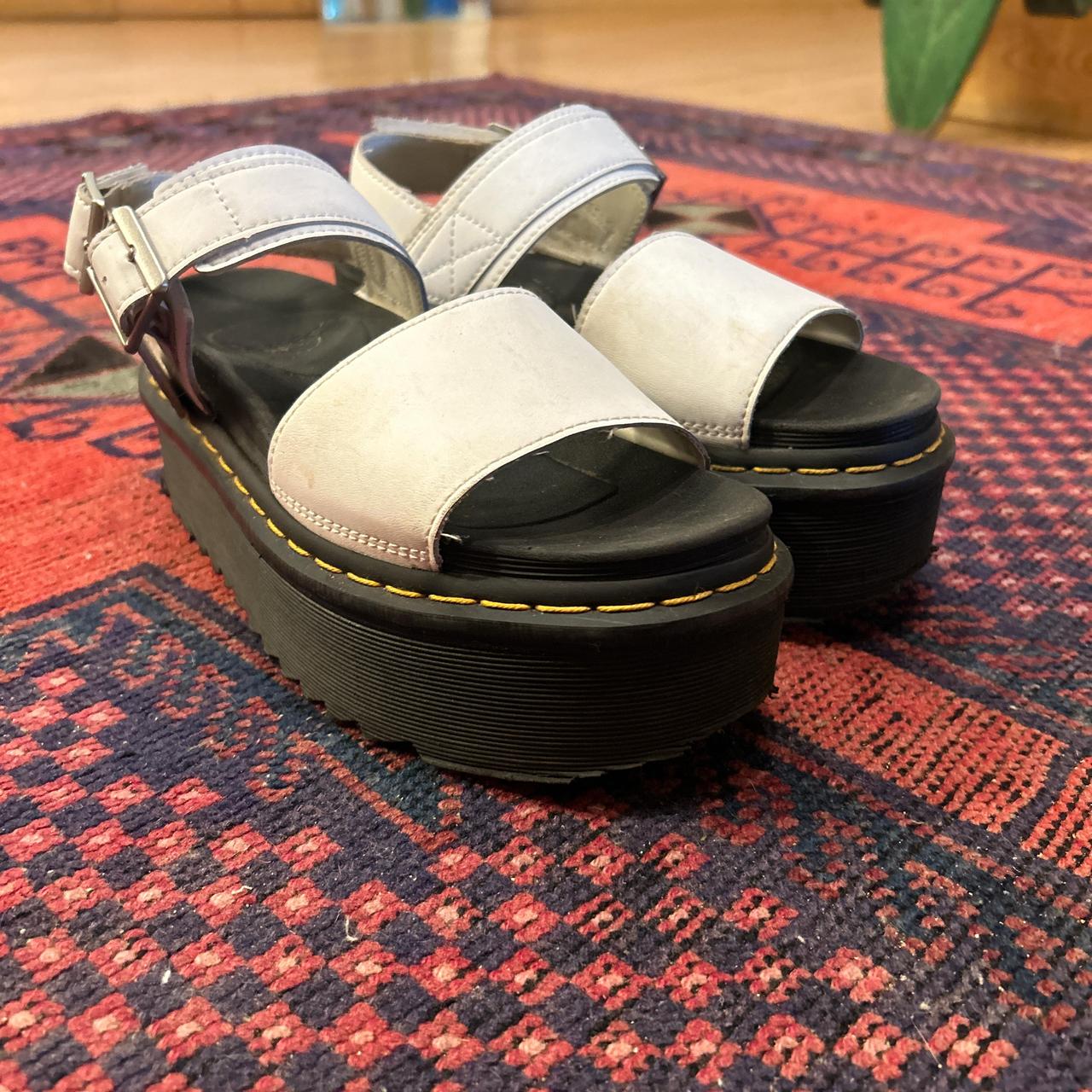 White and black platform Doc Marten sandals. Only... | Depop