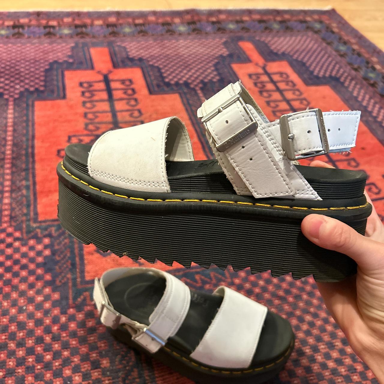 White and black platform Doc Marten sandals. Only... | Depop
