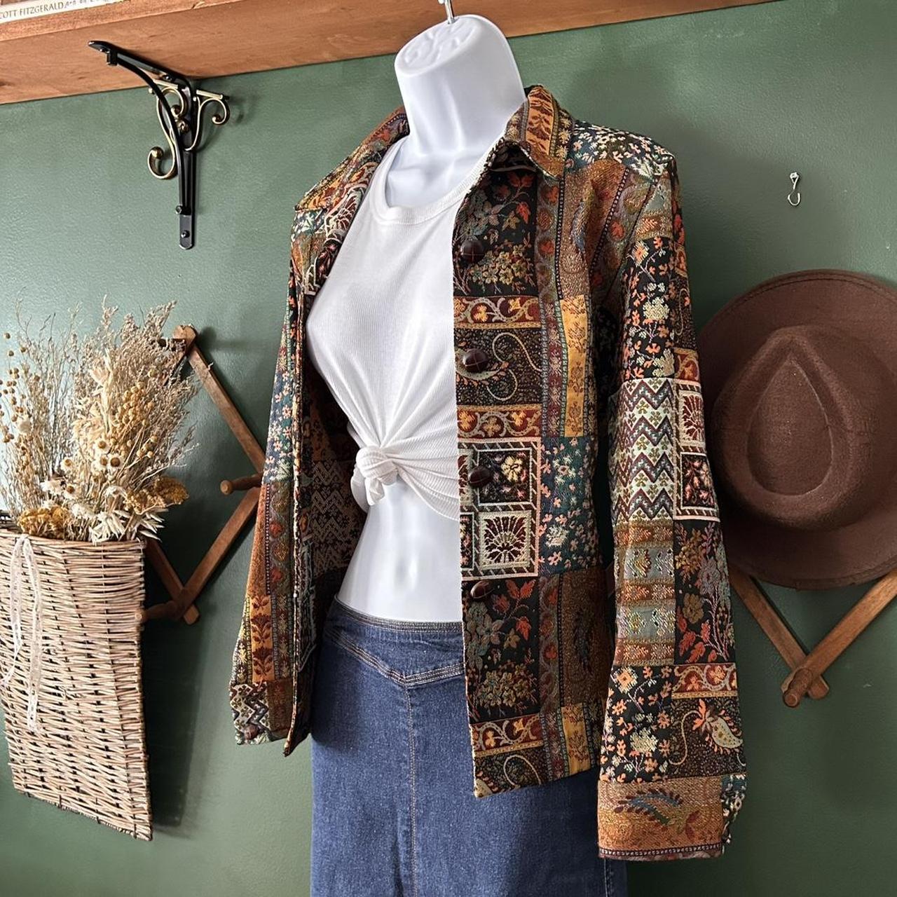 tapestry cottagecore jacket – romantic folk... | Depop