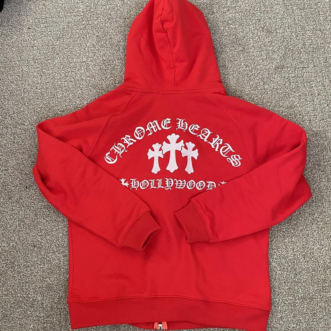 Chrome zip hoodie Size L New - Depop