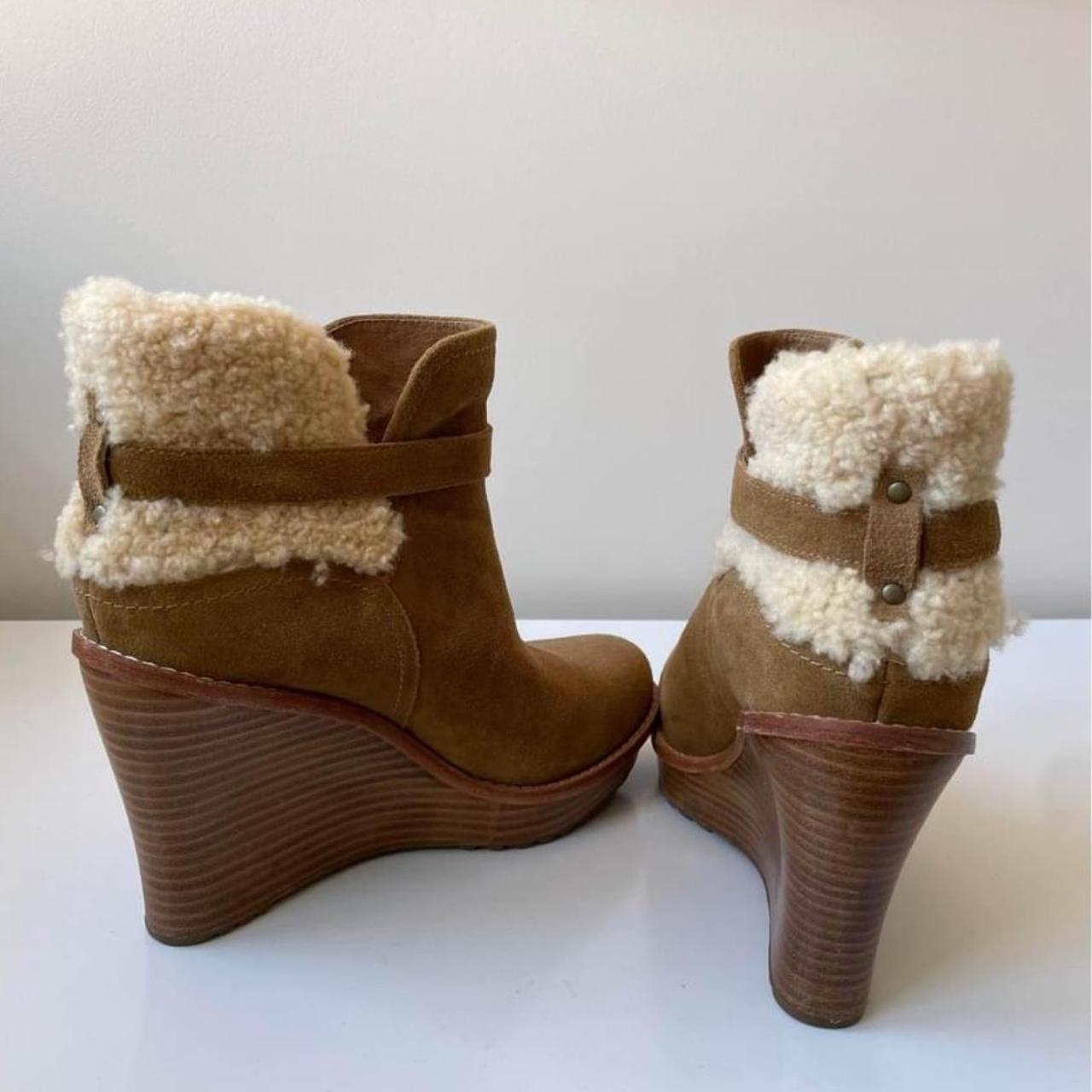 Ugg wedge boots, worn once and then stored away.... - Depop