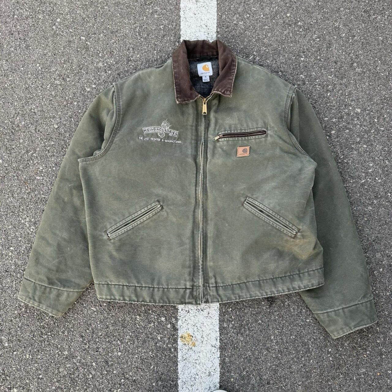 VTG Carhartt Detroit Jacket J97 MOS Moss Green... - Depop