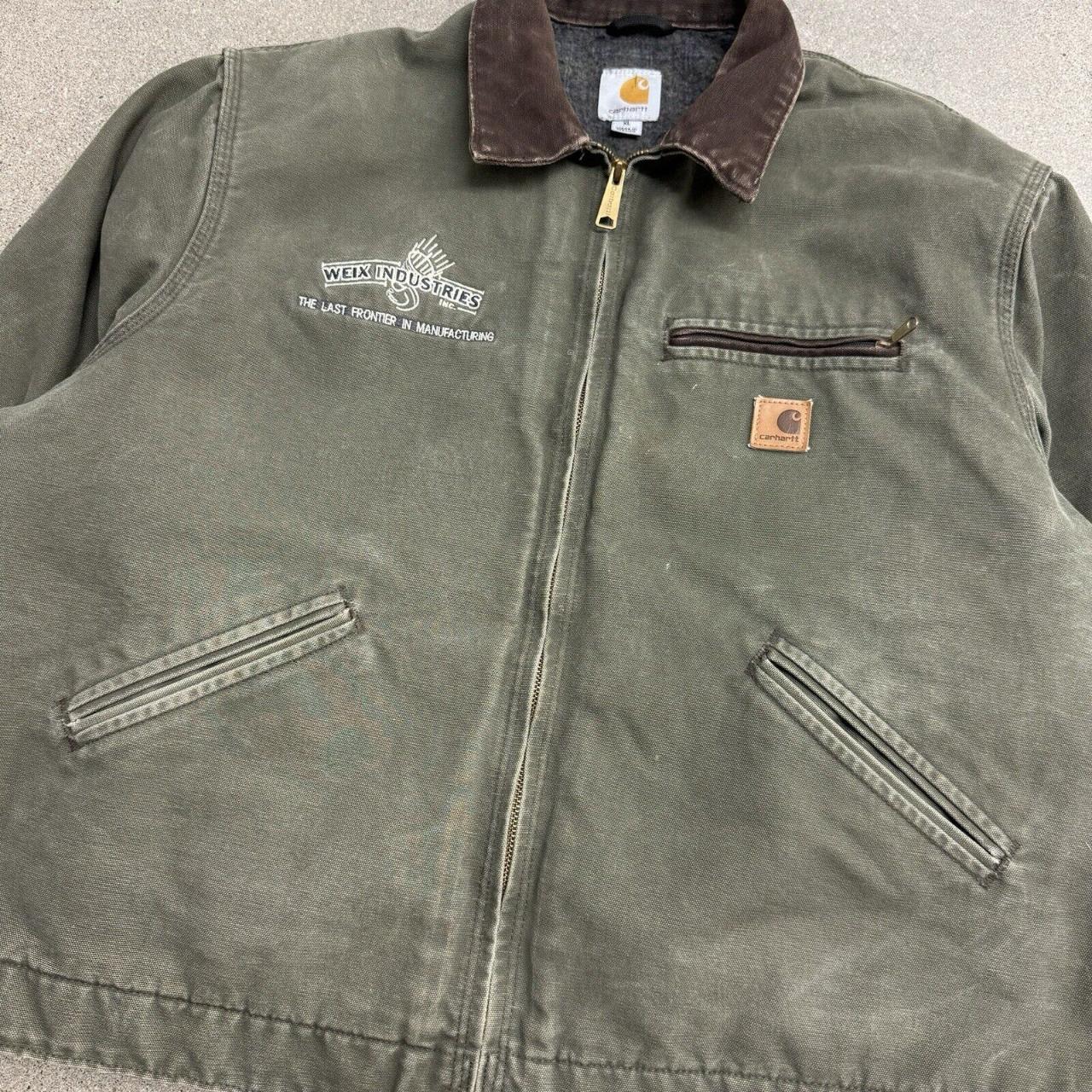 VTG Carhartt Detroit Jacket J97 MOS Moss Green... - Depop