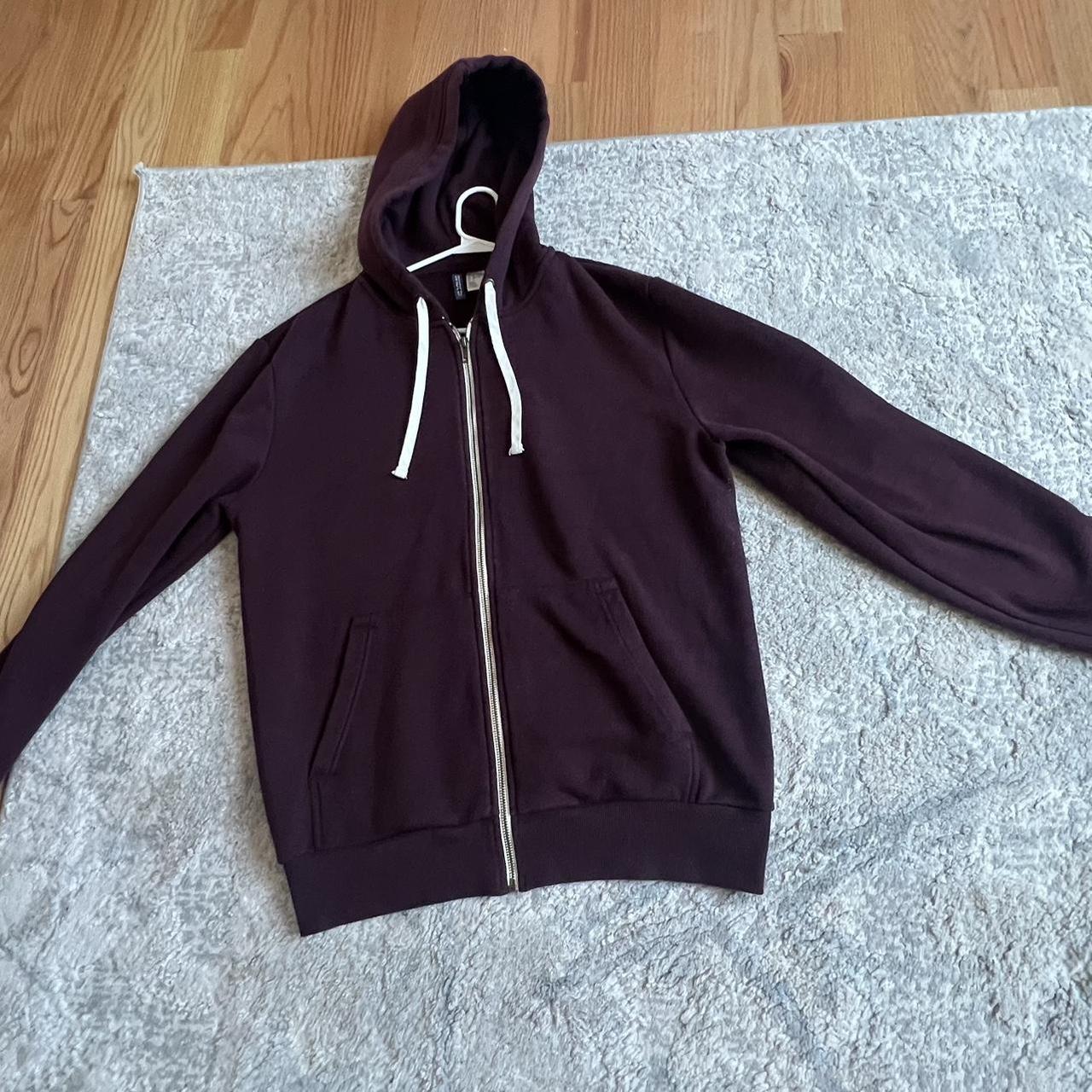 Burgundy zip up hoodie #hoodies - Depop