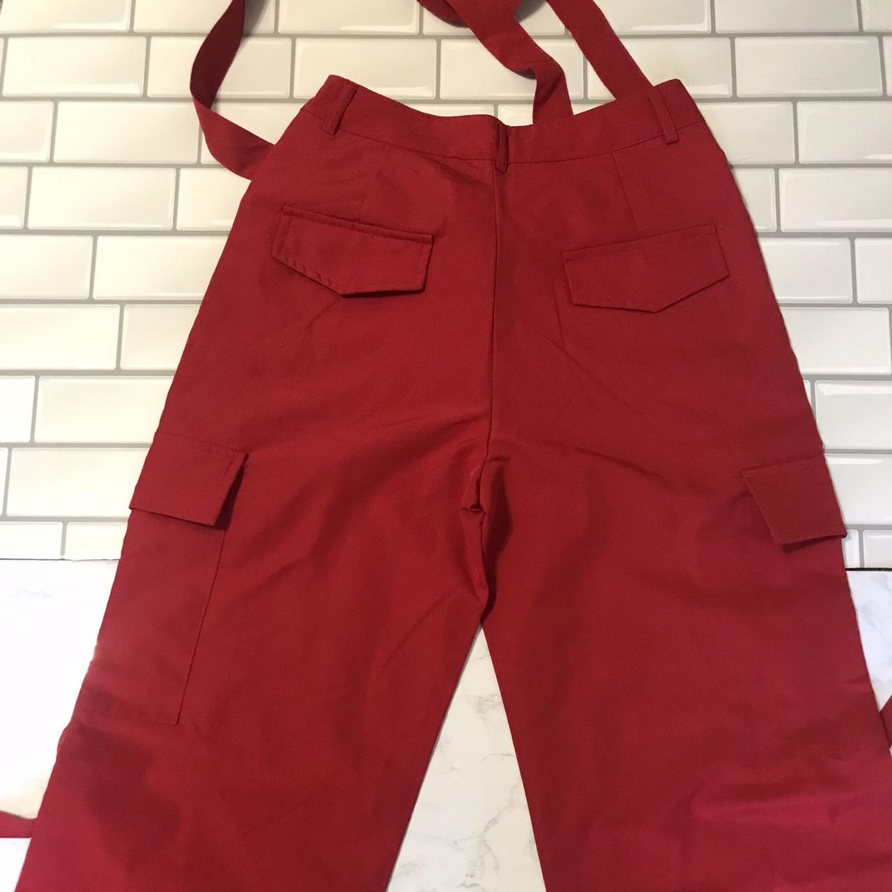 Red SHEIN cargo pants Size XS TTS same or next day... - Depop