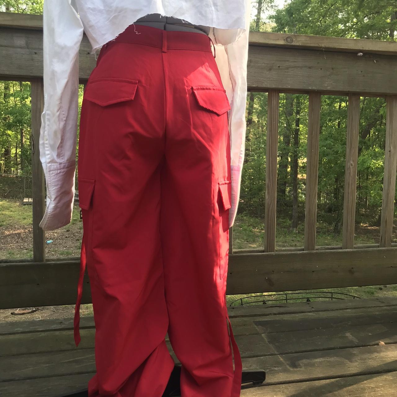 Red SHEIN cargo pants Size XS TTS same or next day... - Depop