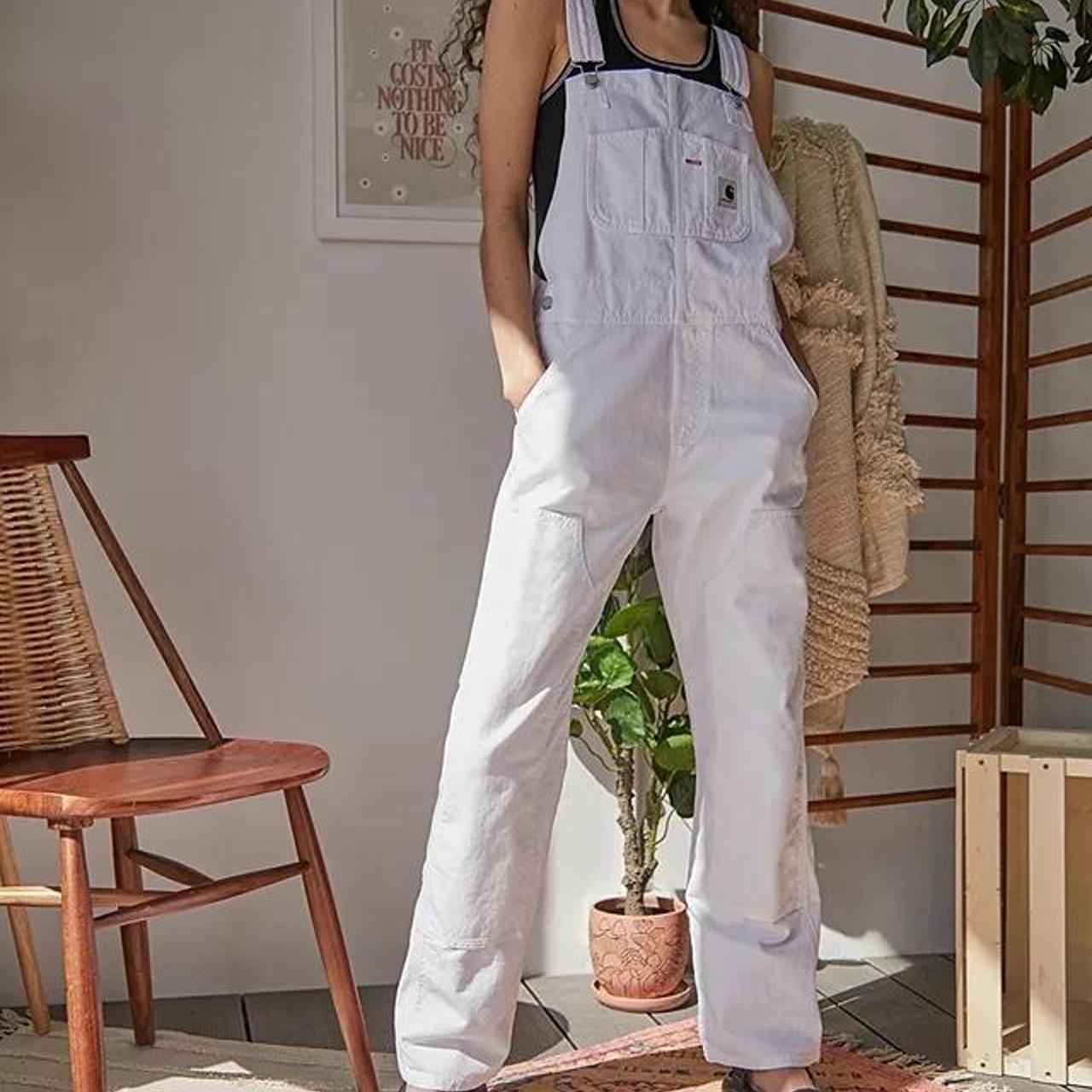 Carhartt Women's White and Silver Dungarees-overalls | Depop