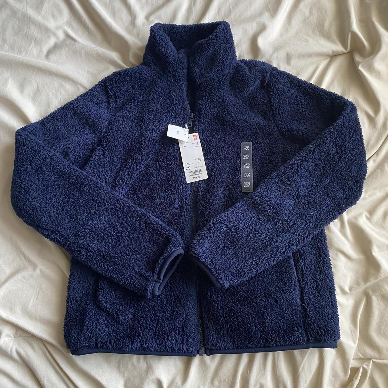 Navy blue fuzzy jacket from Uniqlo w/ tags Size XS - Depop