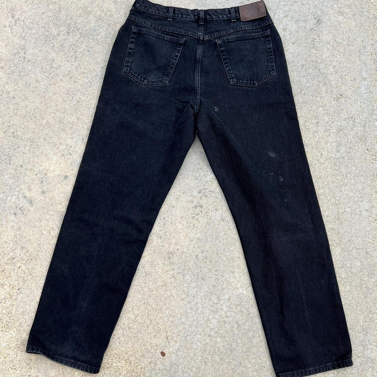 black baggy jeans nfl branding 38x32 #baggyjeans... - Depop