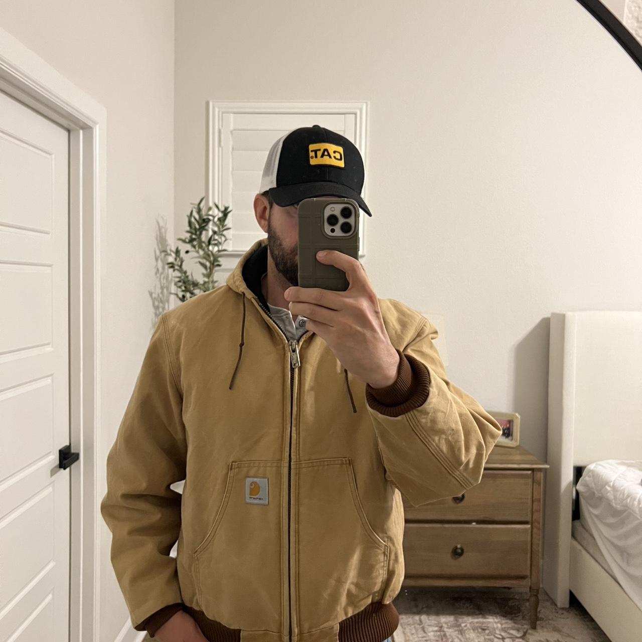 Tan Carhartt hooded jacket #workwear Made in the USA - Depop
