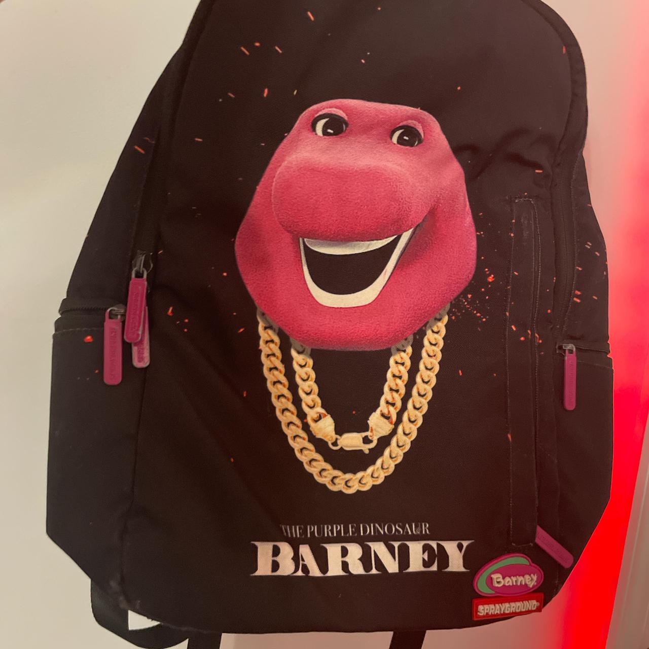 Black Barney sprayground backpack #kidcore | Depop