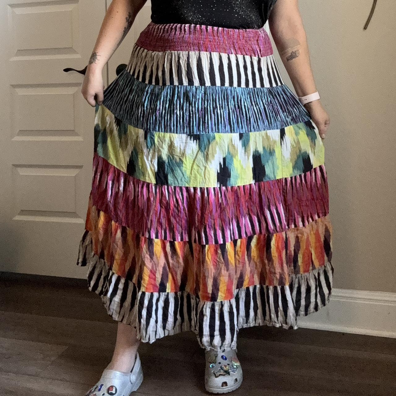 colorblock colorful patchwork skirt pretty maxi skirt - Depop