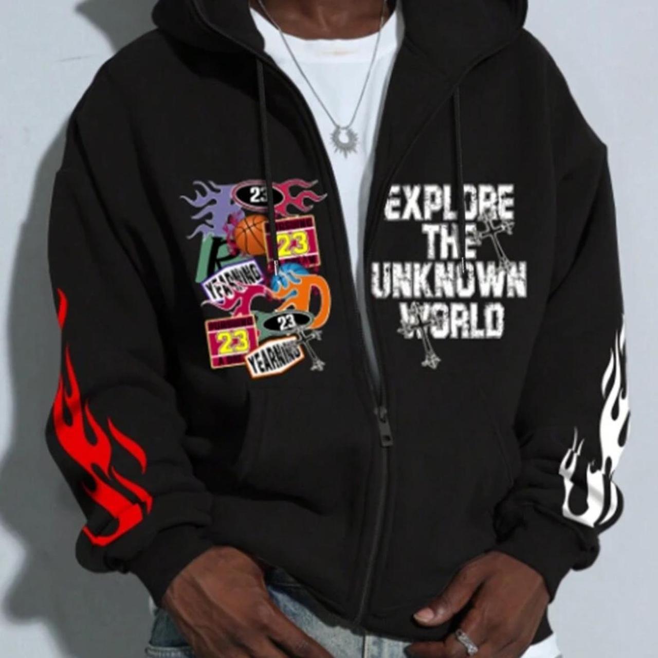 Black and red Kanye West "Explore the Unknown World"... - Depop