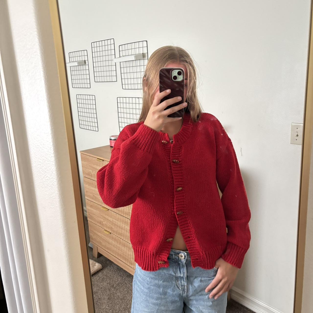 SHIEN Red vintage cardigan (buttons are a little... | Depop