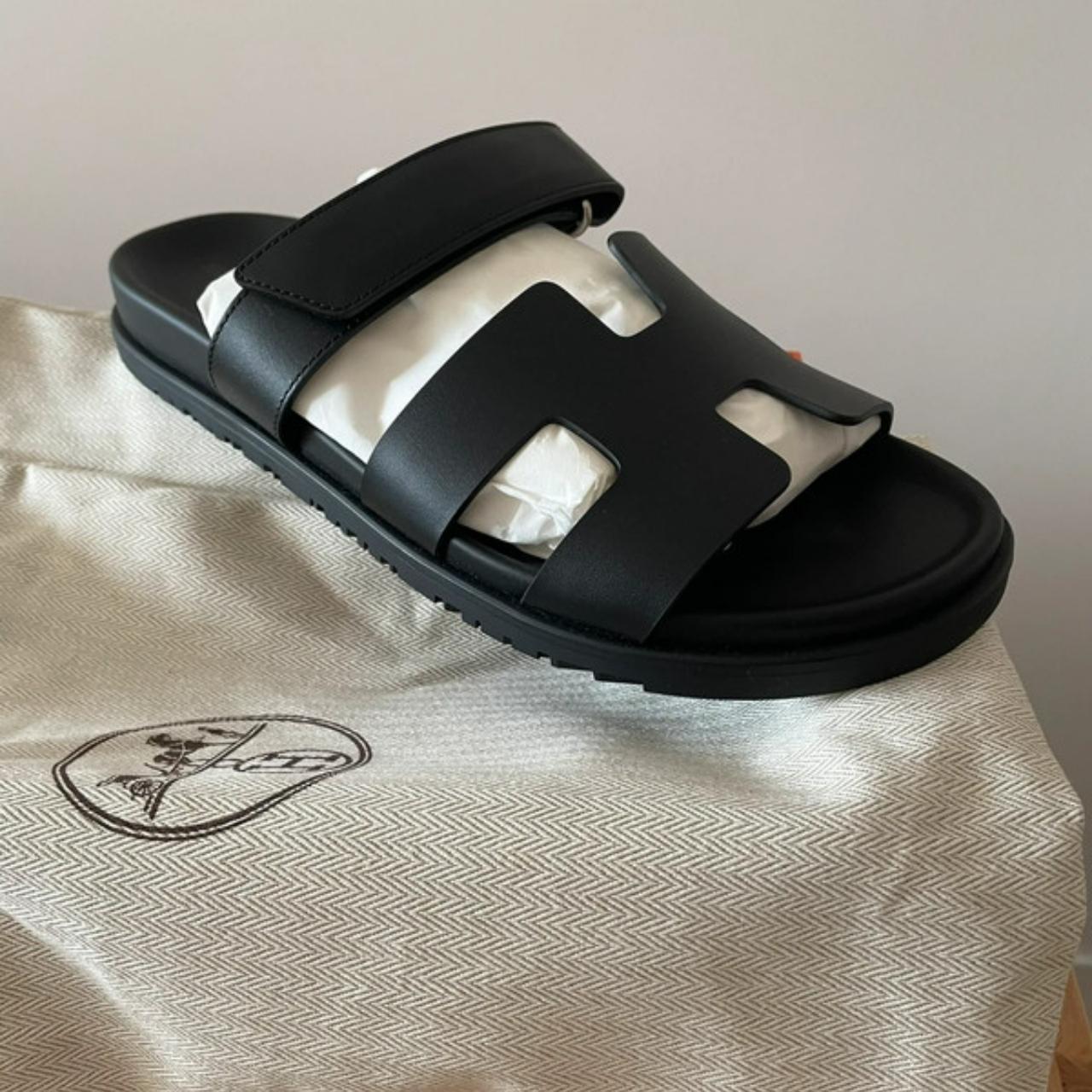 Sandals Hermès Chypre - Black All black - Size 42 -... - Depop