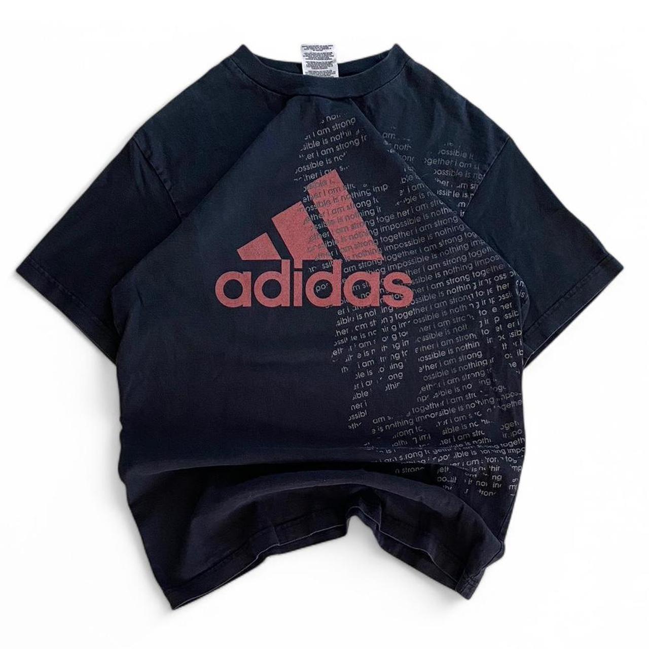 y2k adidas tee gothic cyber grunge print made in... | Depop