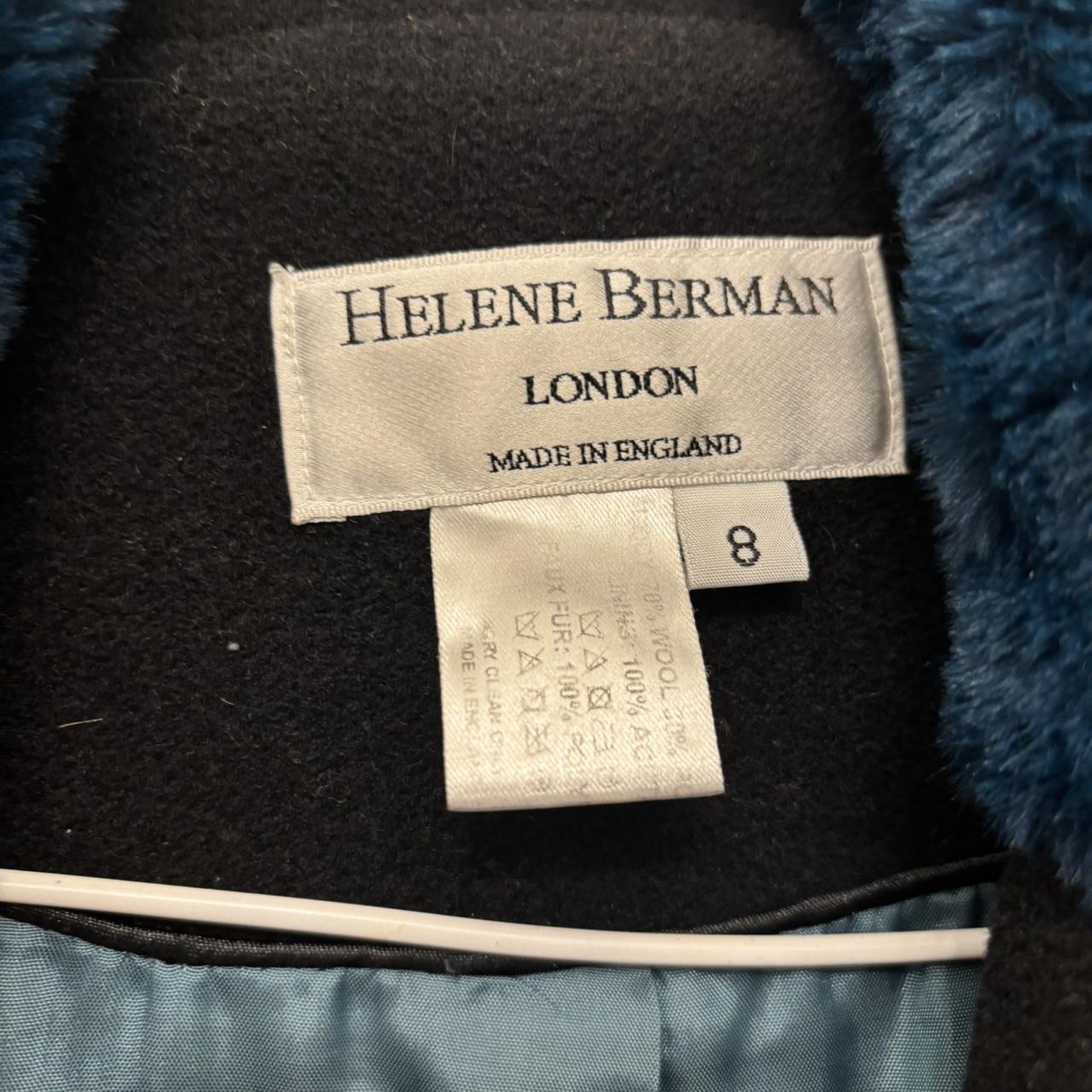 Helene Berman Coat. Black wool coat with blue/ green... | Depop