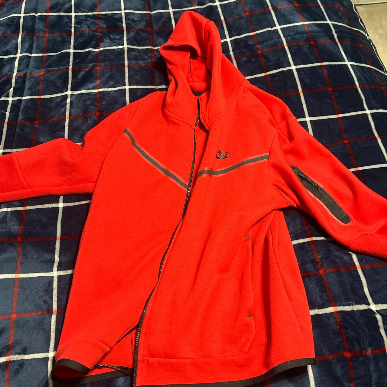 Red Nike tech jacket size large Sleeve zipper is a... - Depop