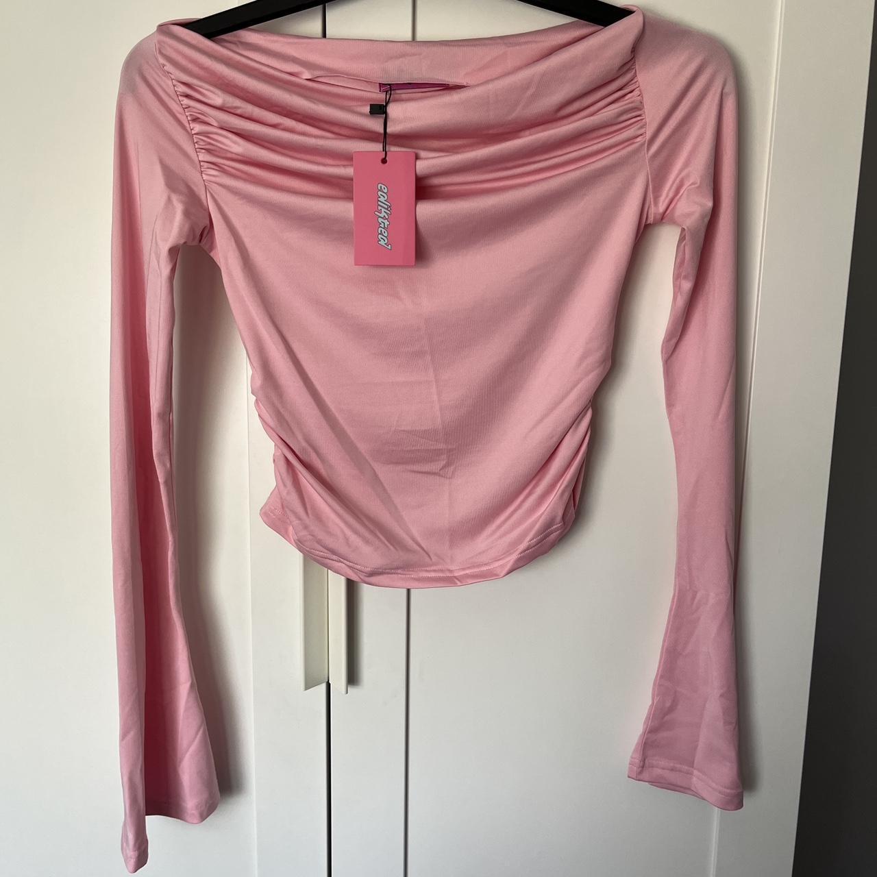 Edikted pink long sleeve top, size small, new with... - Depop