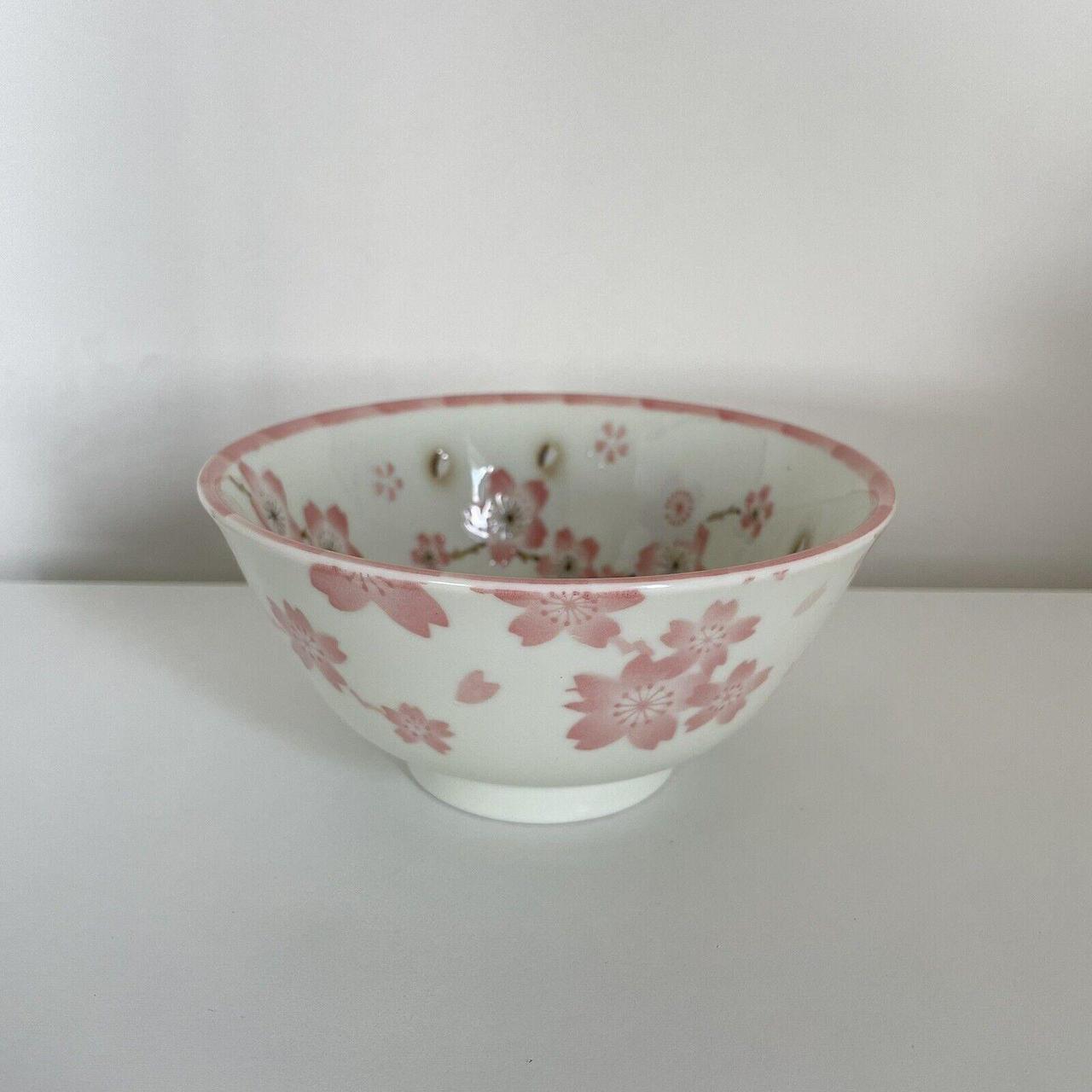 Japanese Rice Soup Bowl 5.25"D Porcelain Pink Hana... - Depop