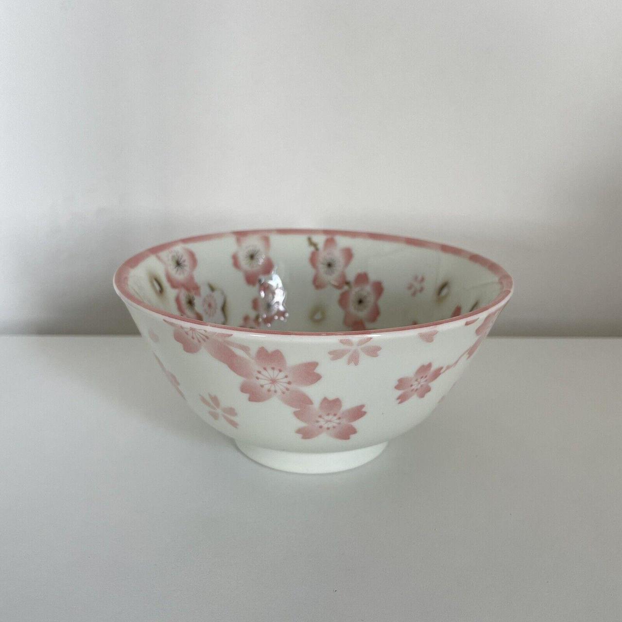 Japanese Rice Soup Bowl 5.25"D Porcelain Pink Hana... - Depop