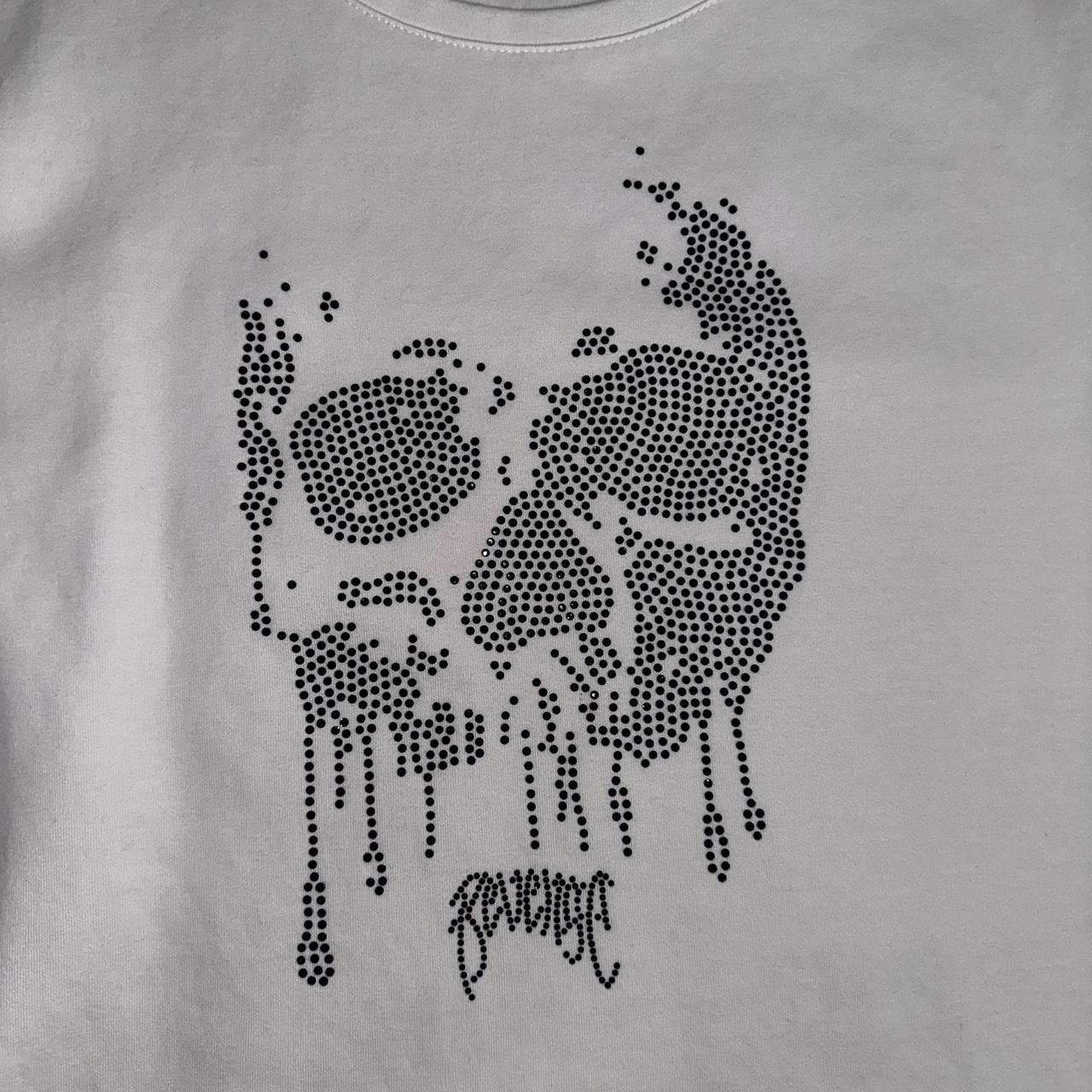 Revenge white rhinestone skull tee Size medium Worn... | Depop