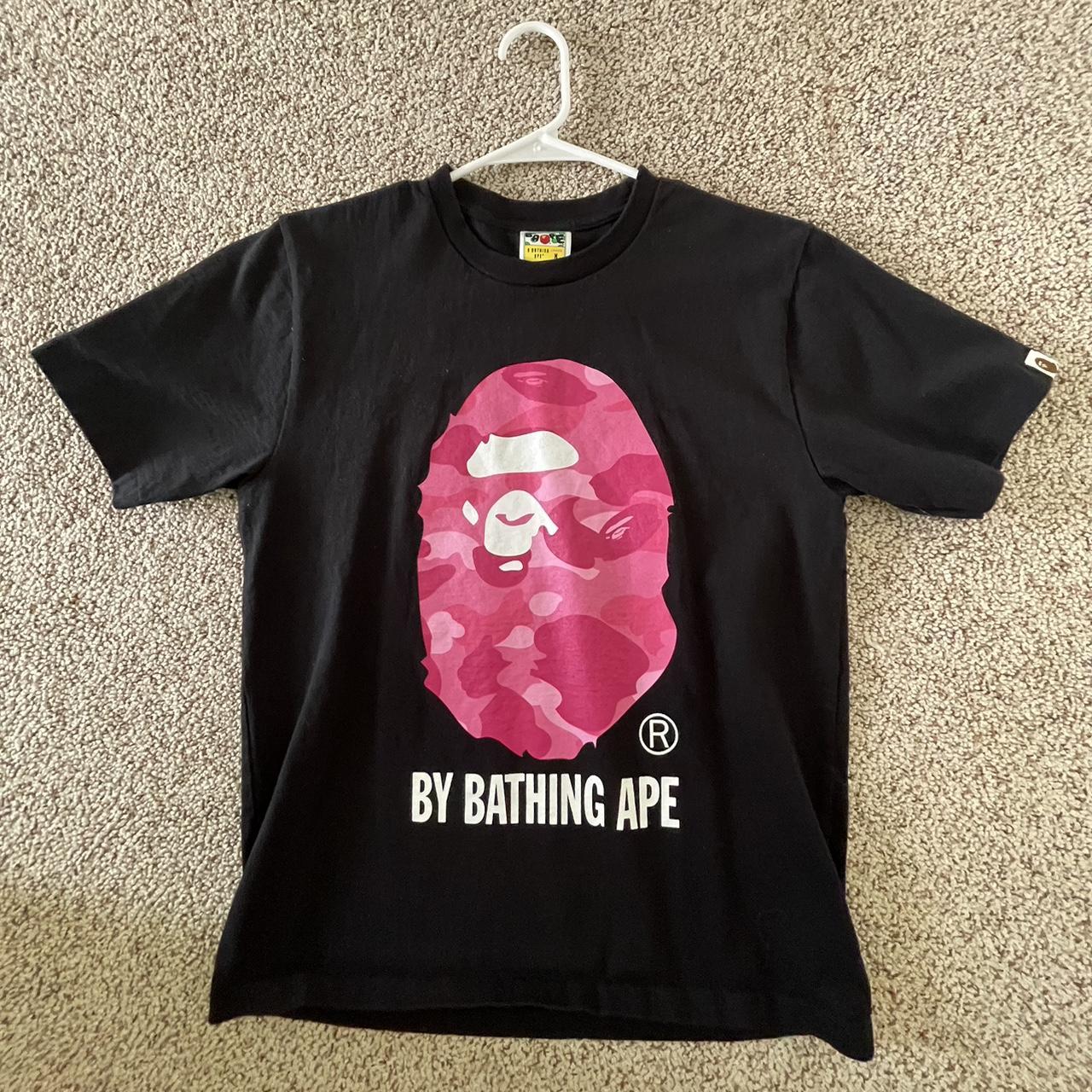 Bape Pink Tshirt size M in women’s lightly worn... - Depop