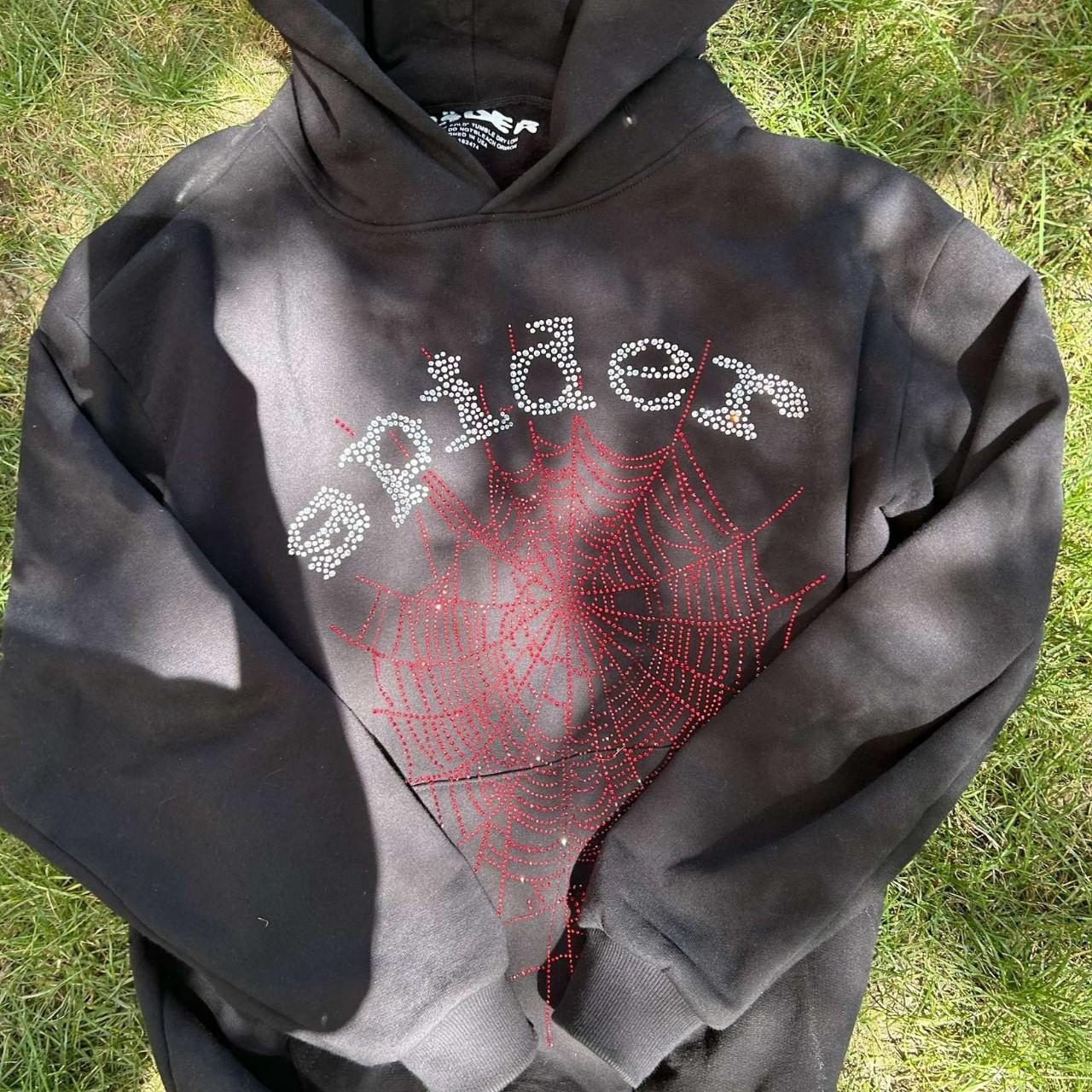 Rhinestone Sp5der hoodie - Depop