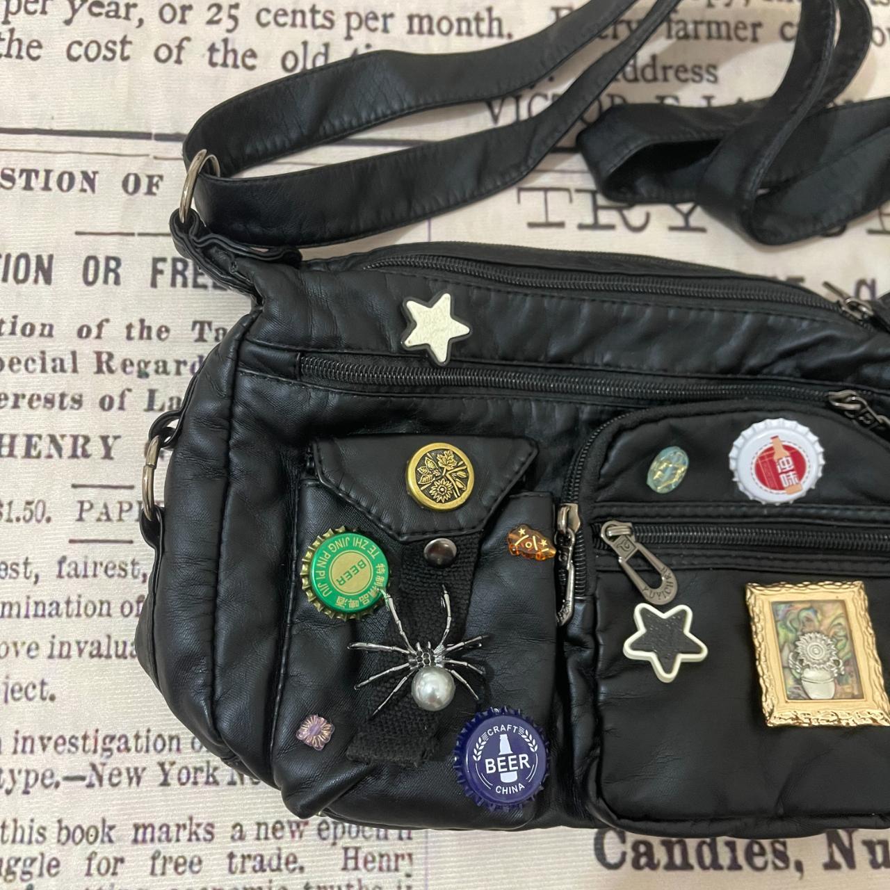 Black Random Button Bottle Cap Design Shoulder Bag,... - Depop