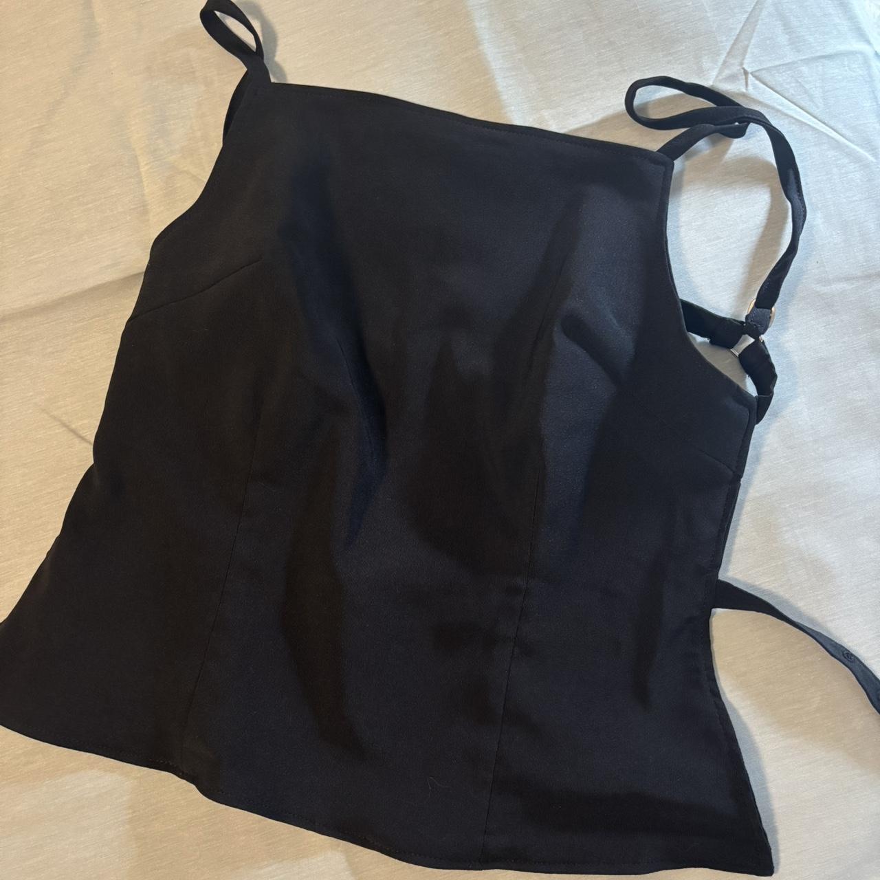 BNWT black backless singlet top with buckles on the... | Depop