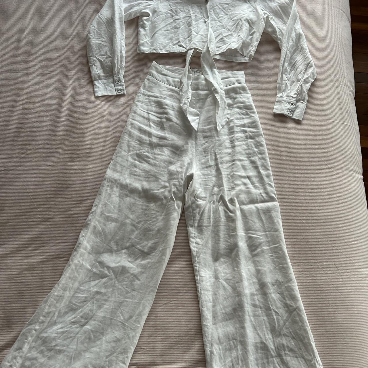 DISSSH white linen matching set. Tie top and high... - Depop