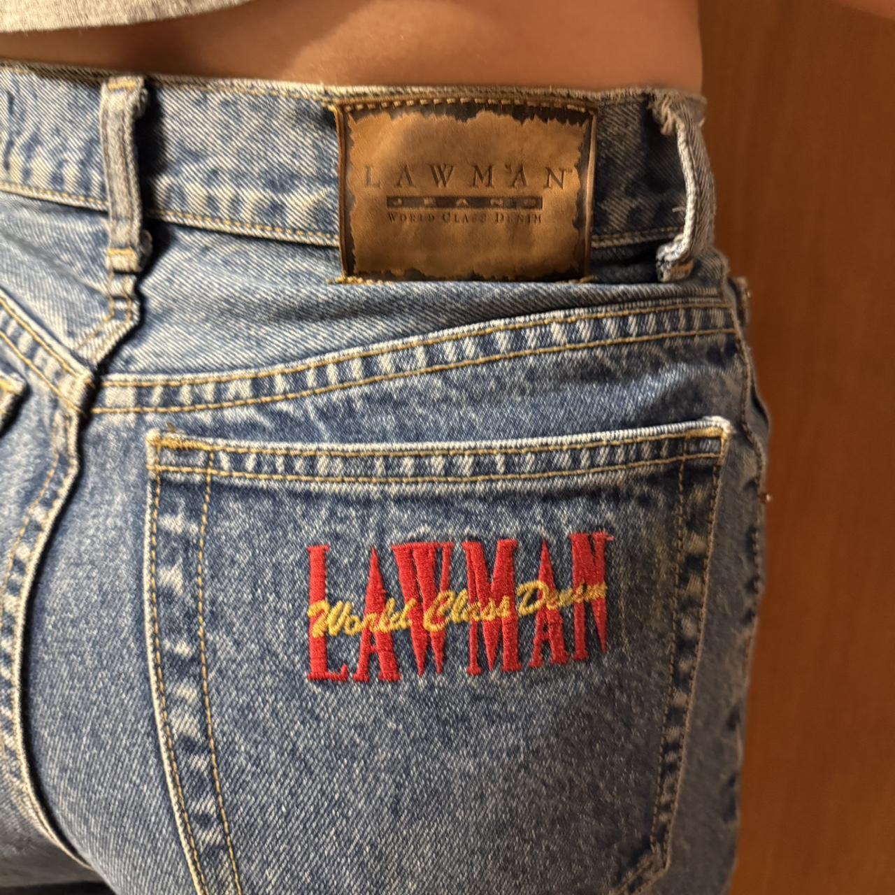 Lawman Vintage denim jeans with logo embroidered on... | Depop