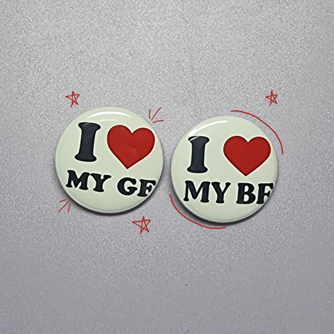 I love my girlfriend/boyfriend badge Both badges are... | Depop