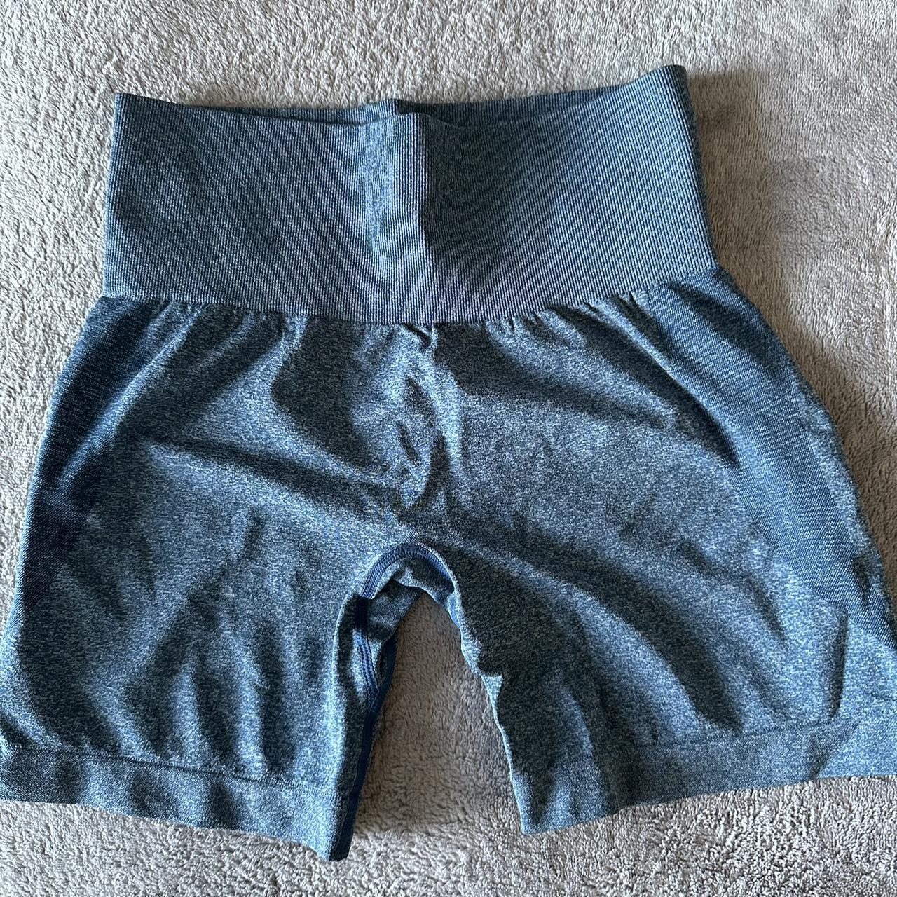 nvgtn dupe blue short. size small with booty outline... - Depop