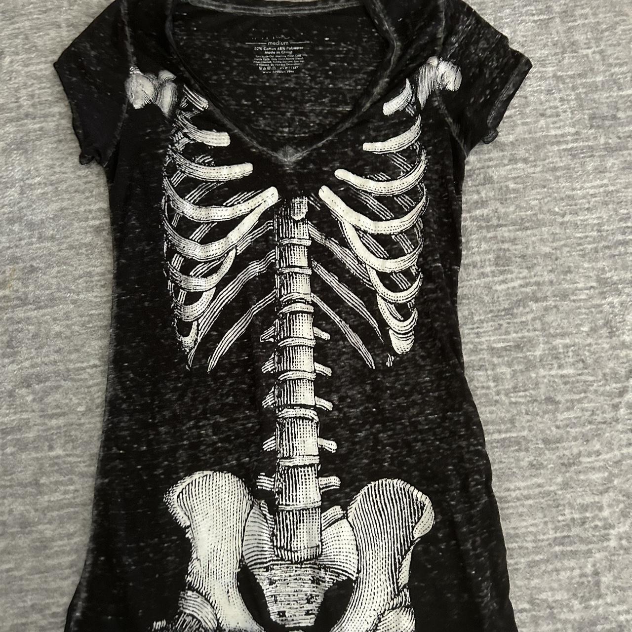 Sheer Black ribbed top with skeleton design - Depop