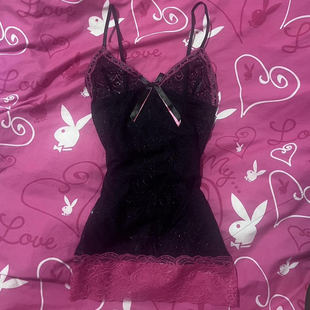 The most adorable black and pink lacey mesh lingerie... | Depop