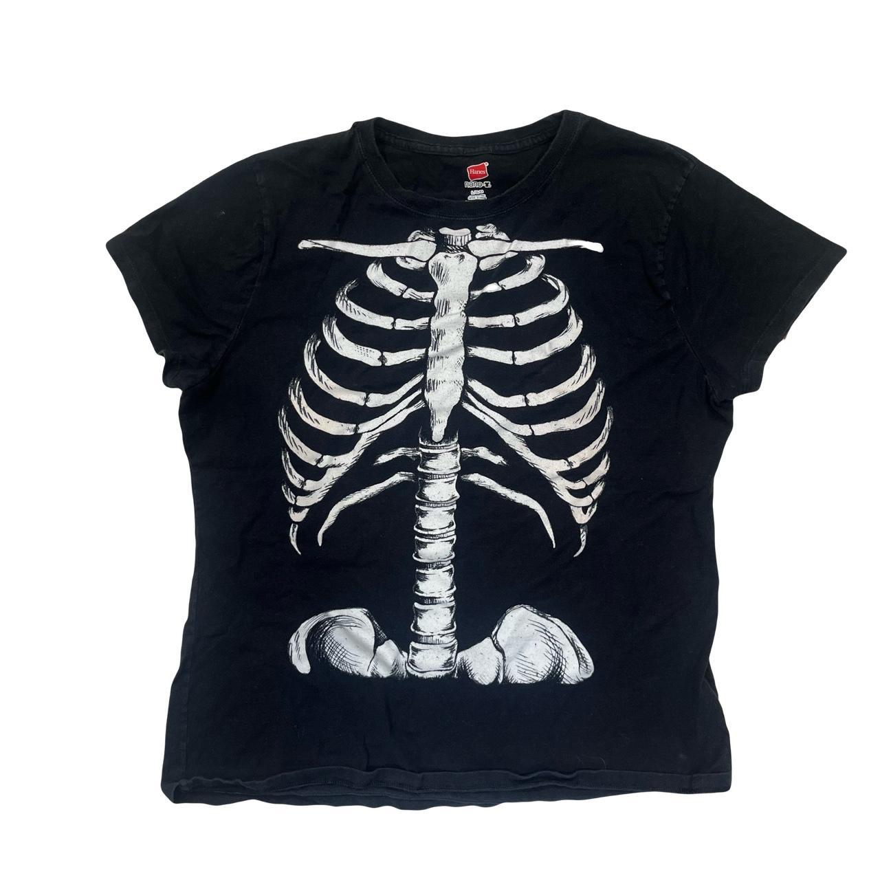skeleton rib cage cotton glow in the dark T-shirt... | Depop
