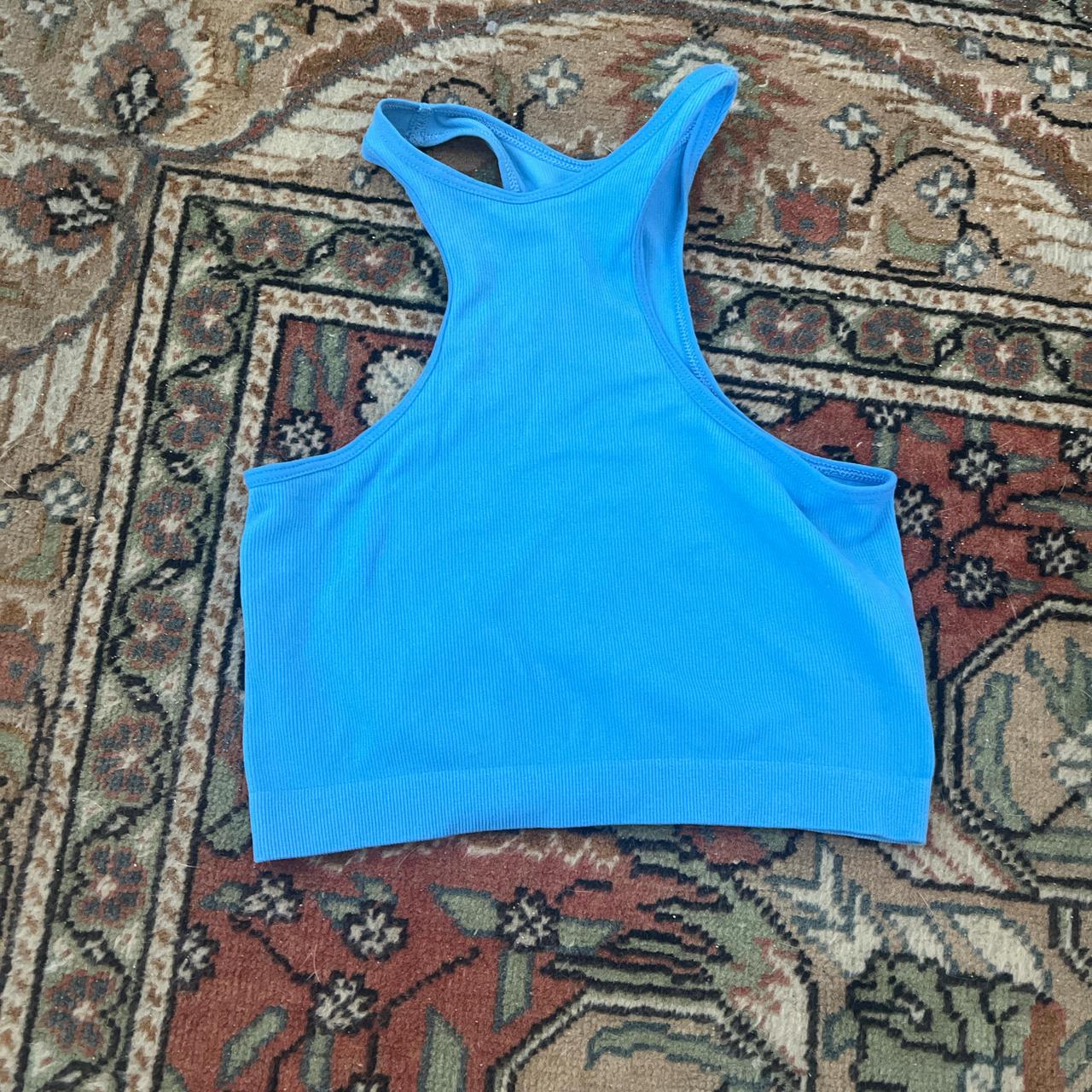 blue racerback cropped tank top perfect for that... - Depop